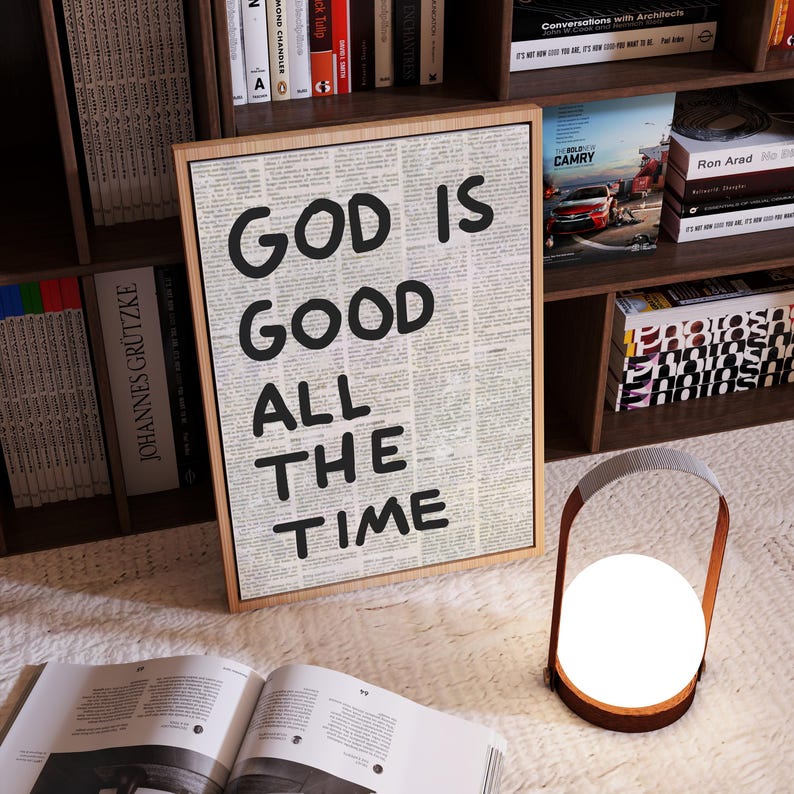 God is Good Newspaper Print: Neutral Christian Wall Art (digital ...