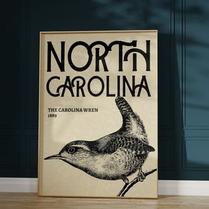 North Carolina Poster North Carolina Wall Art Vintage Wall Art North ...