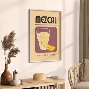 Mezcal Print Mexico Art Print Bar Cart Wall Art Vintage Mexico Wall Art ...