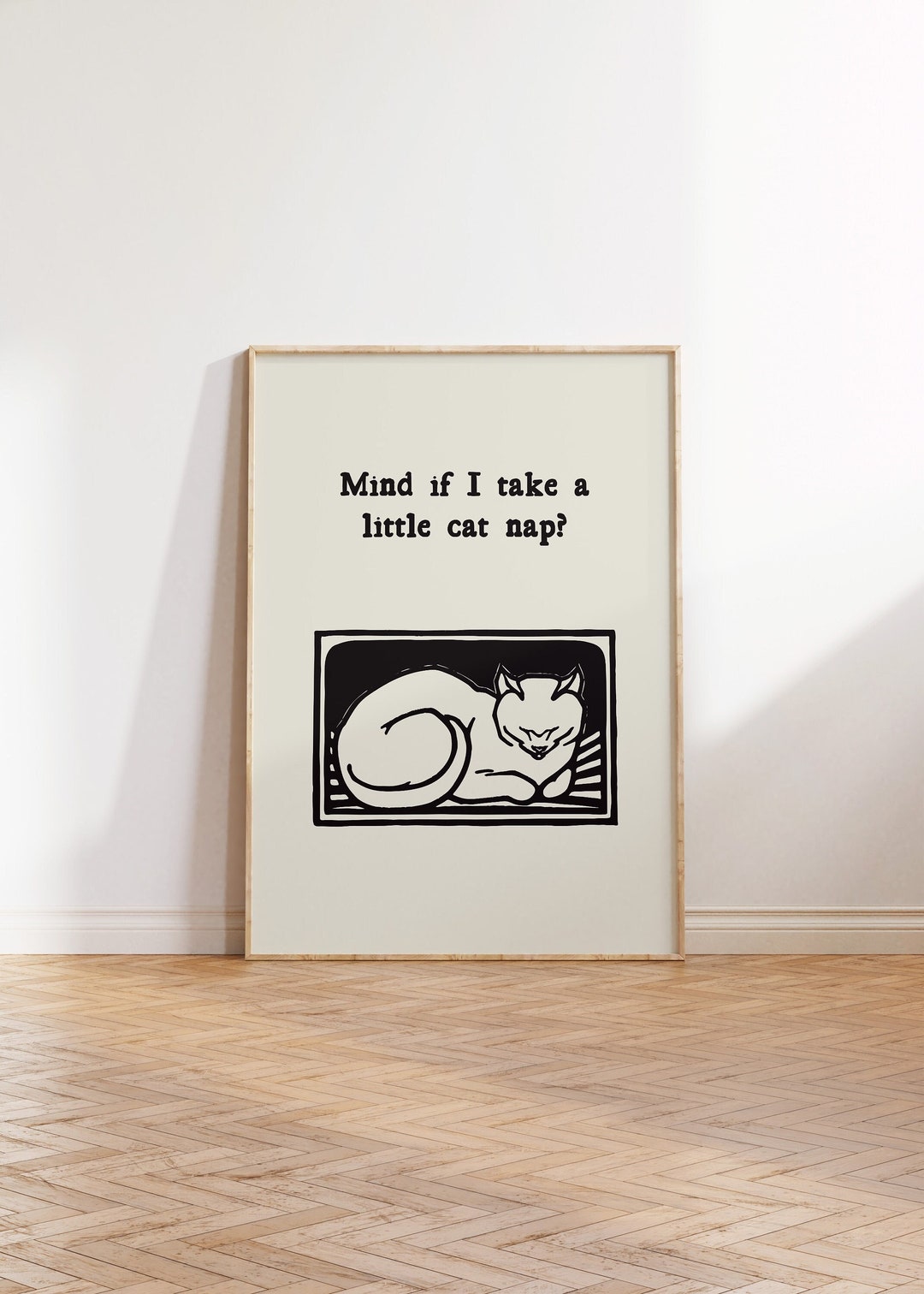 Cat Nap Print Vintage Animal Art Trendy Apartment Decor Vintage Cat ...