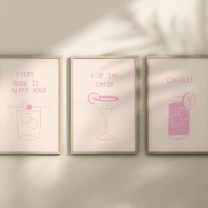 Modern Bar Art Prints Pale Pink Drink Posters Cocktail Prints Bar Cart ...
