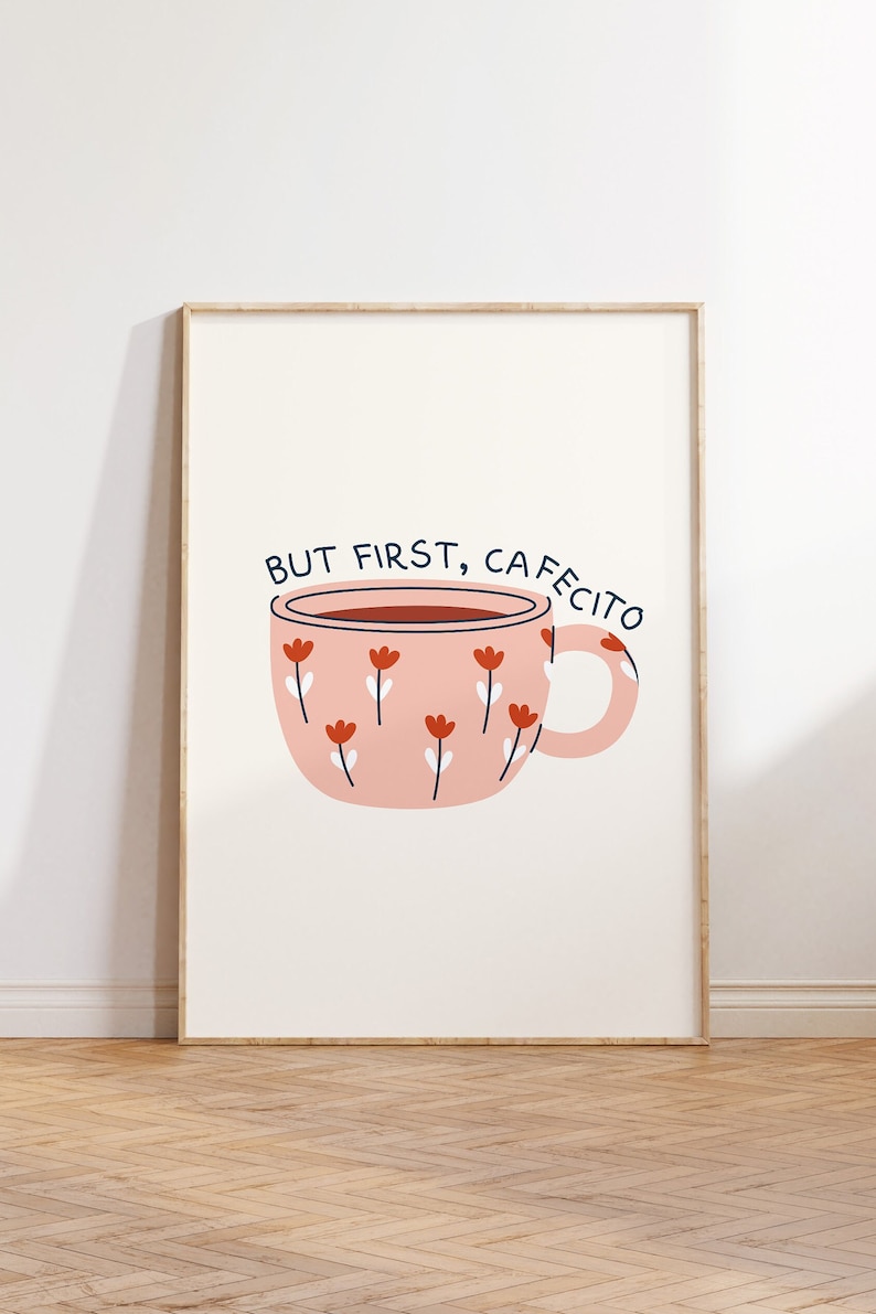 But First Cafecito Print: Spanish Kitchen Poster, Coffee Bar Wall Art ...