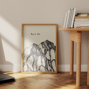 Rock on Poster Vintage Mountain Print Minimalist Mountain Wall Art Rock ...