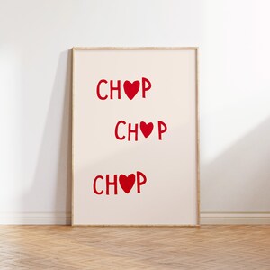 Chef Quote Poster Trendy Kitchen Decor Chop Chop Chop Print Gift Idea ...