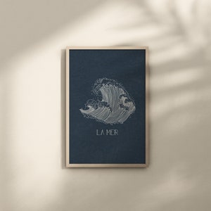 La Mer Print Vintage Ocean Poster Coastal Home Decor Minimalist Beach ...