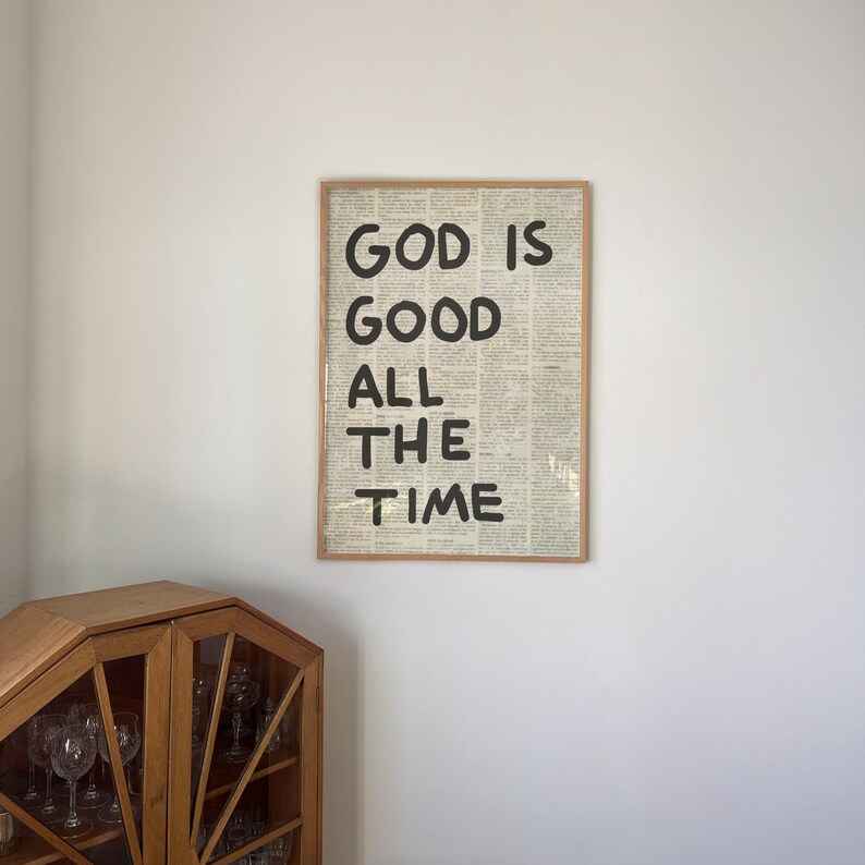 God is Good Newspaper Print: Neutral Christian Wall Art (digital ...