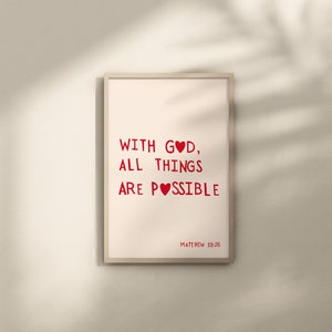 Minimalist Christian Wall Art Bible Scripture Poster With God All ...