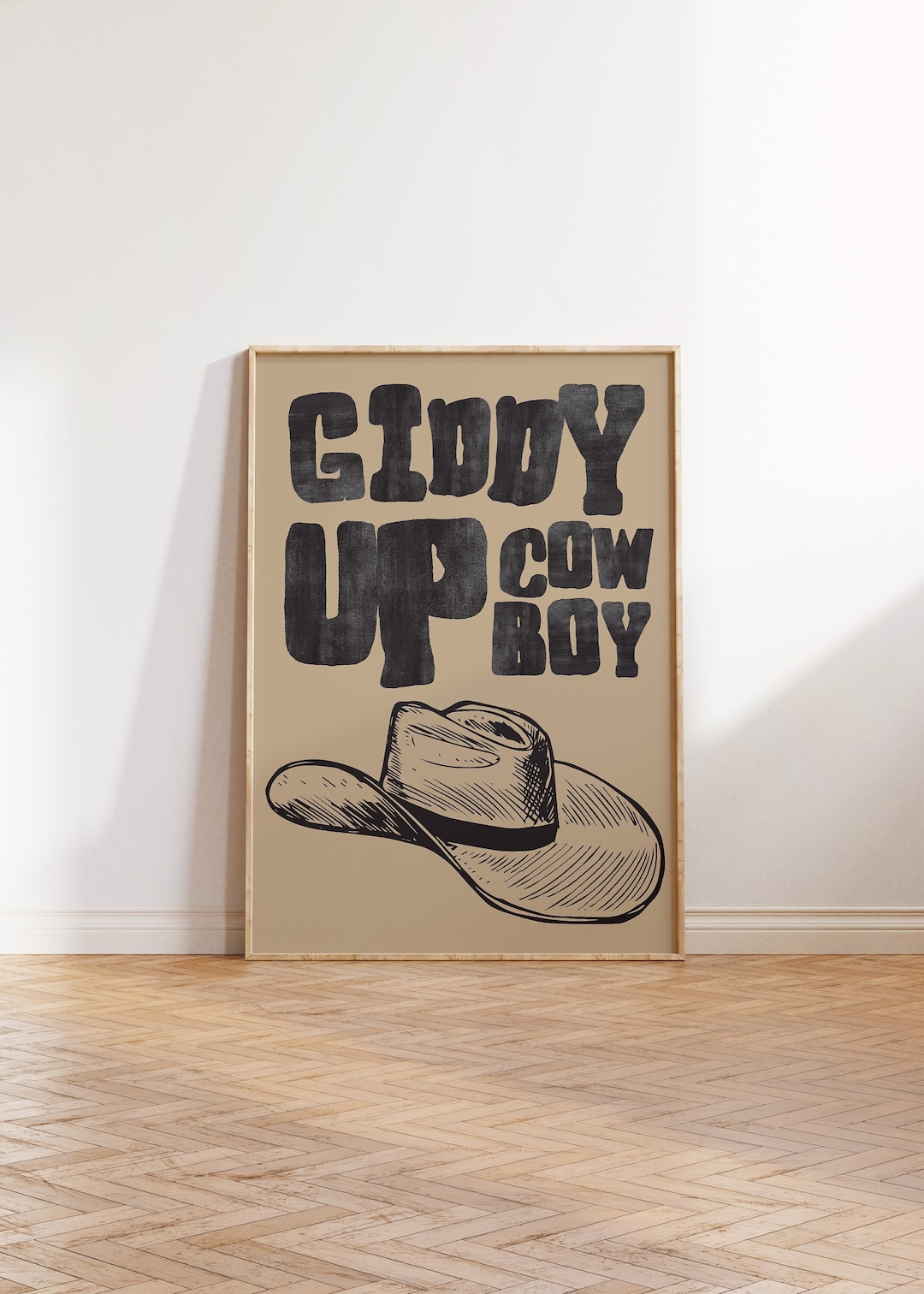 Retro Cowboy Poster Vintage Western Wall Art Black Cowboy Hat Print ...