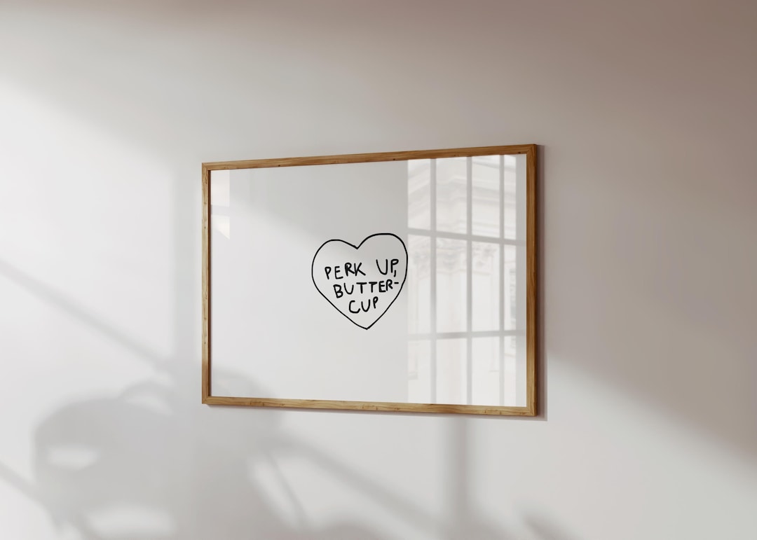 Cute Heart Poster Trendy Coffee Print Girl Apartment Decor Perk up ...