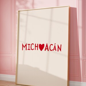 Michoacan Print Mexican State Wall Art Michoacán Mexico Poster Heart ...