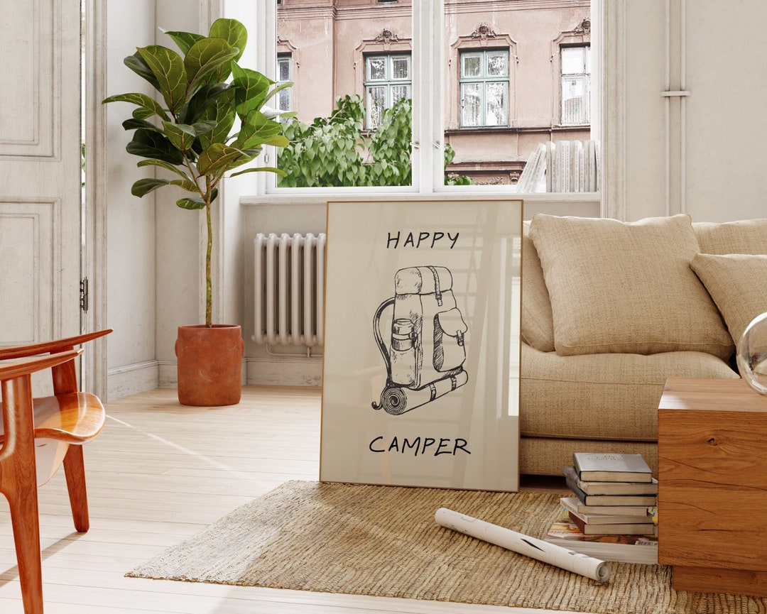 Vintage Camping Print Backpacking Poster Adventure Wall Art Hiking ...