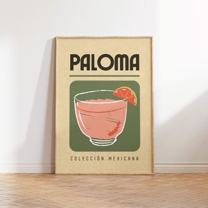 Paloma Print Mexico Art Print Bar Cart Wall Art Vintage Mexico Wall Art ...