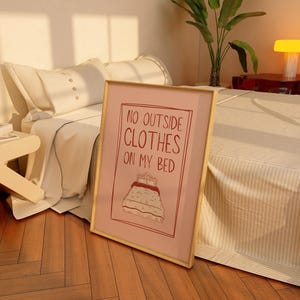 No Outside Clothes on My Bed Print: Funny Bedroom Decor (digital ...