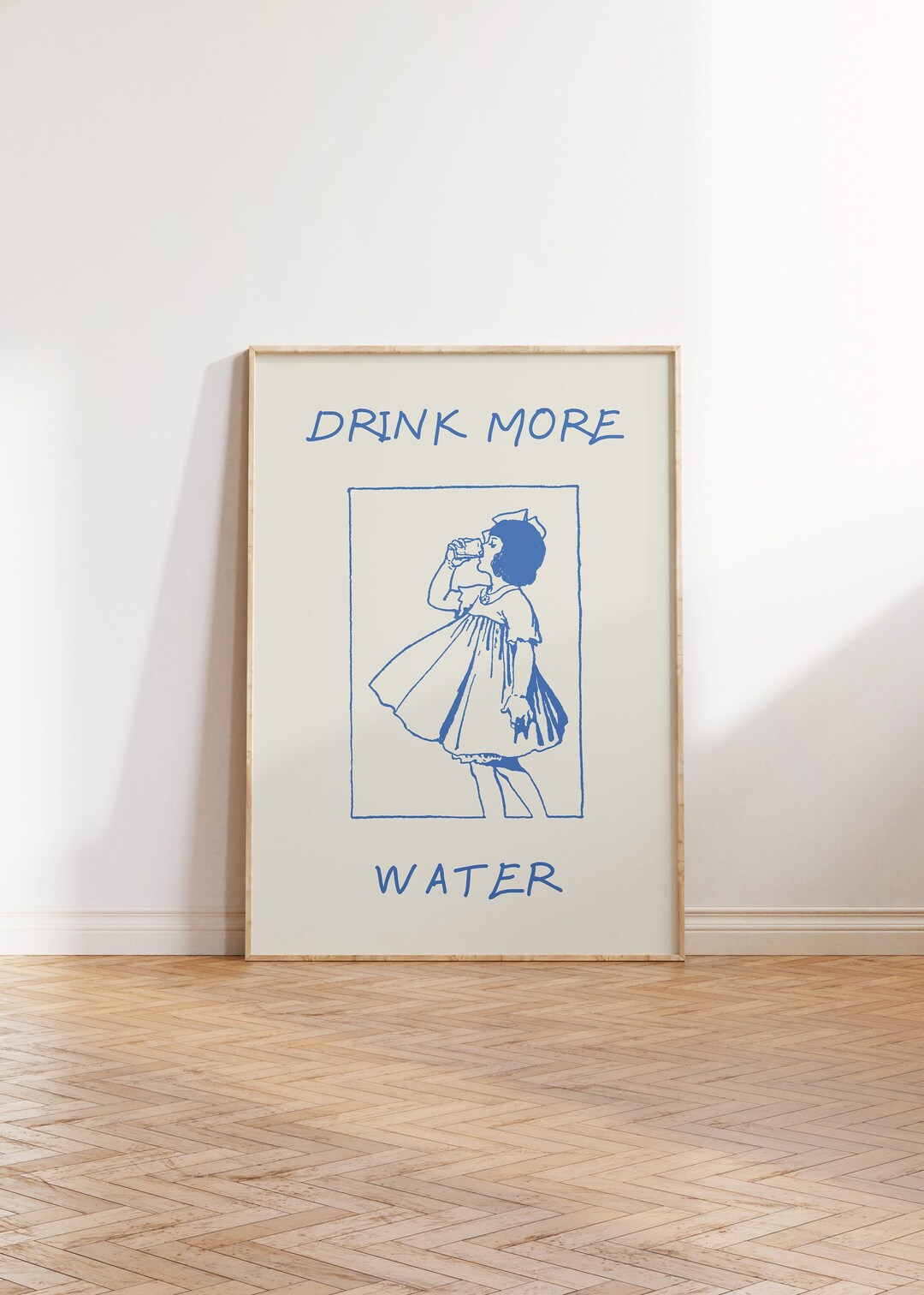 Cute Water Print Self Care Poster Trendy Vintage Girl Wall Art Retro ...