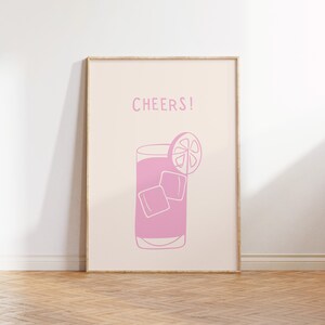 Modern Bar Art Prints Pale Pink Drink Posters Cocktail Prints Bar Cart ...