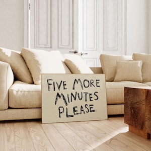 Funny Bed Print Five More Minutes Please Poster Sleep Lovers Wall Art ...