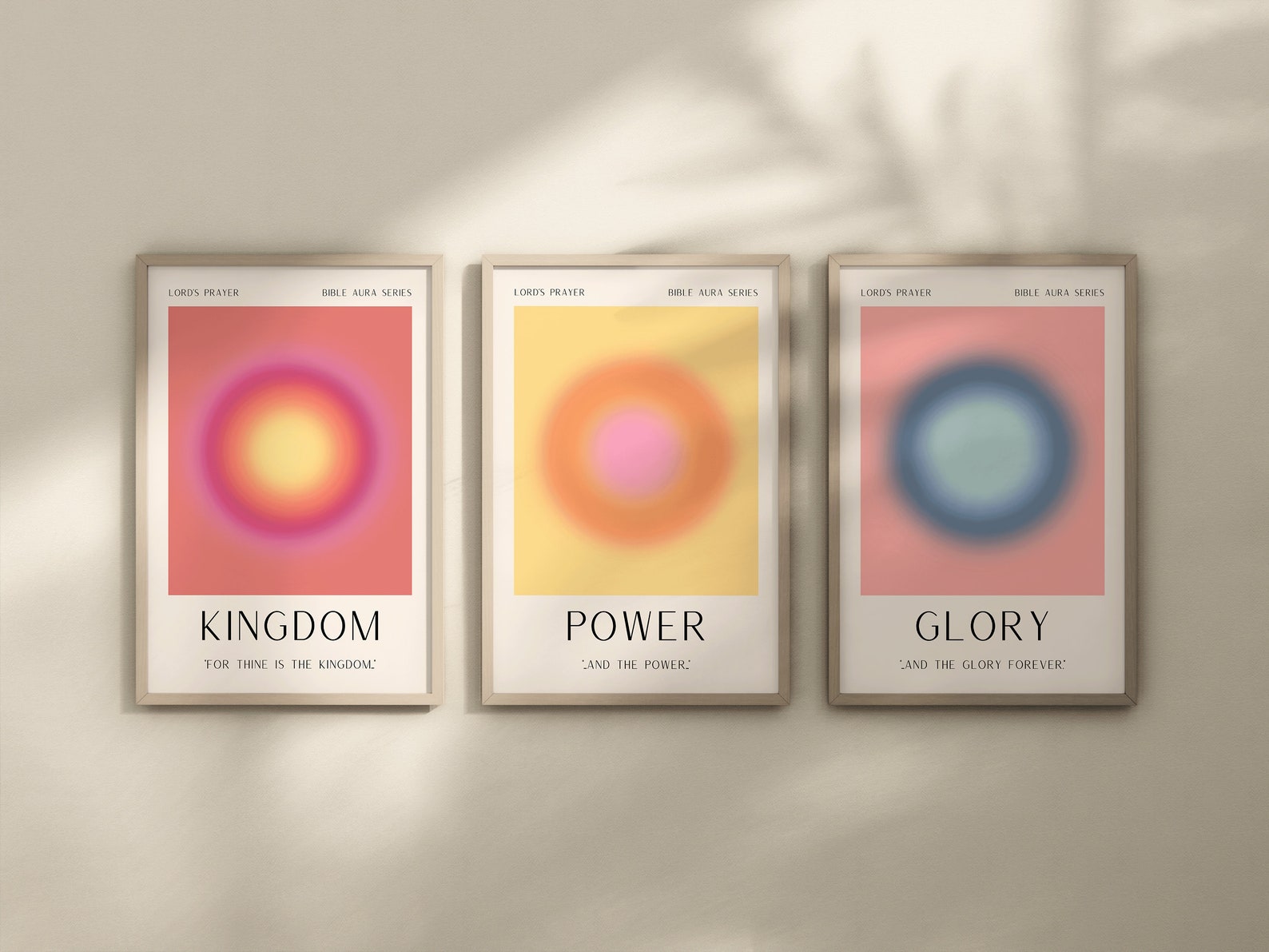 Lord's Prayer Aura Posters, Set of 3 Prints, Christian Poster, Bible ...
