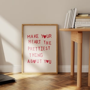 Heart Quote Print Minimalist Heart Poster Aesthetic Living Room Art ...