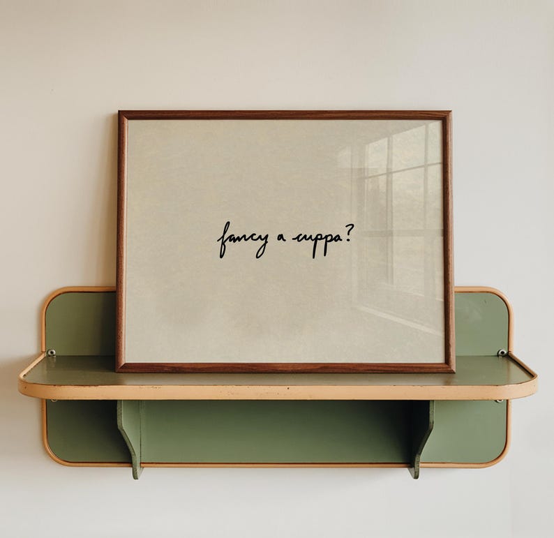 Fancy A Cuppa Print: Coffee Wall Art, Tea Poster, Minimalist Kitchen ...