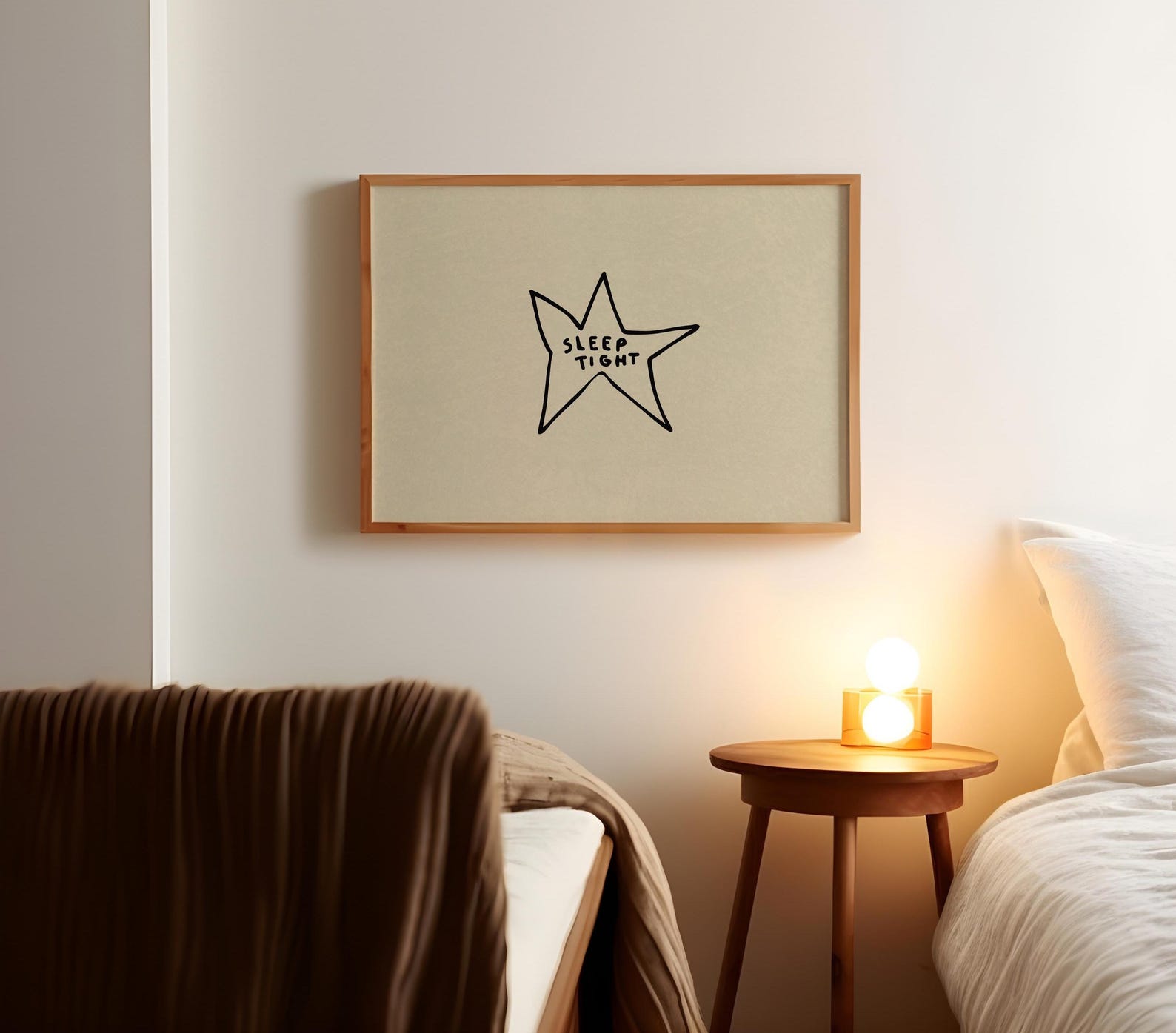 Sleeping Quote Print: Neutral Bedroom Decor, Hand-drawn Star Poster ...