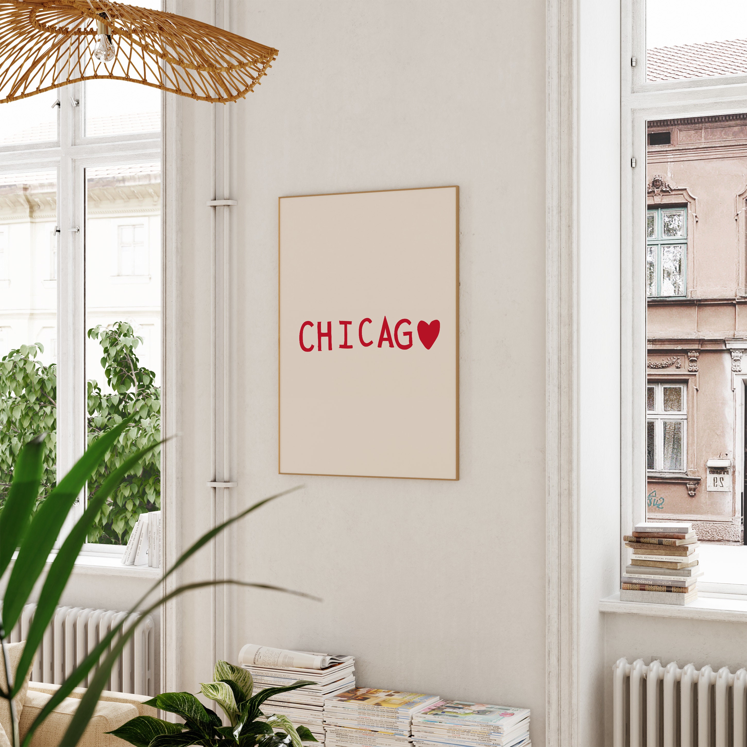 Chicago Heart Art Print: Minimalist City Poster (digital Download) - Etsy