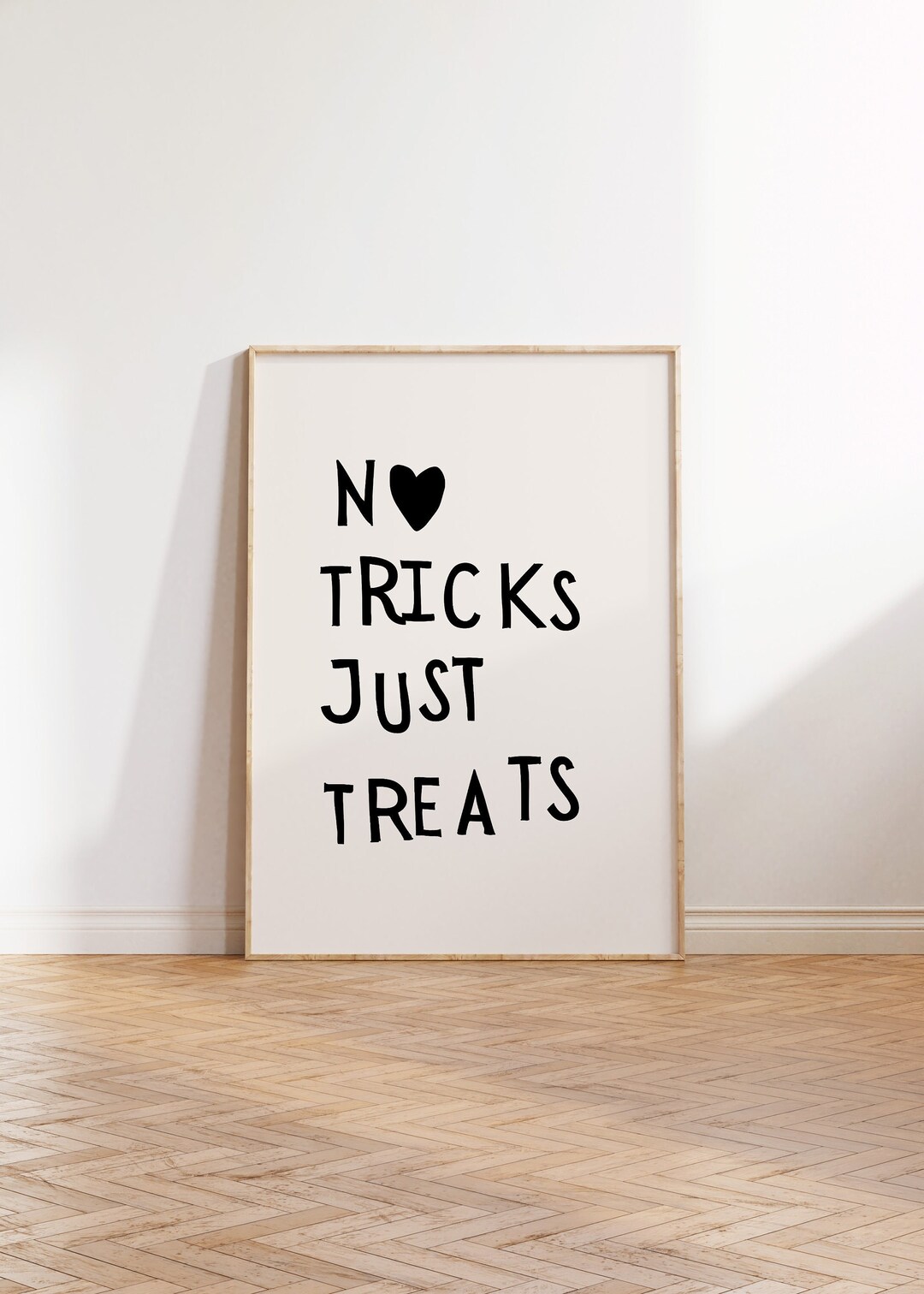 No Tricks Just Treats Print Cute Halloween Poster Trendy Lettering Wall ...