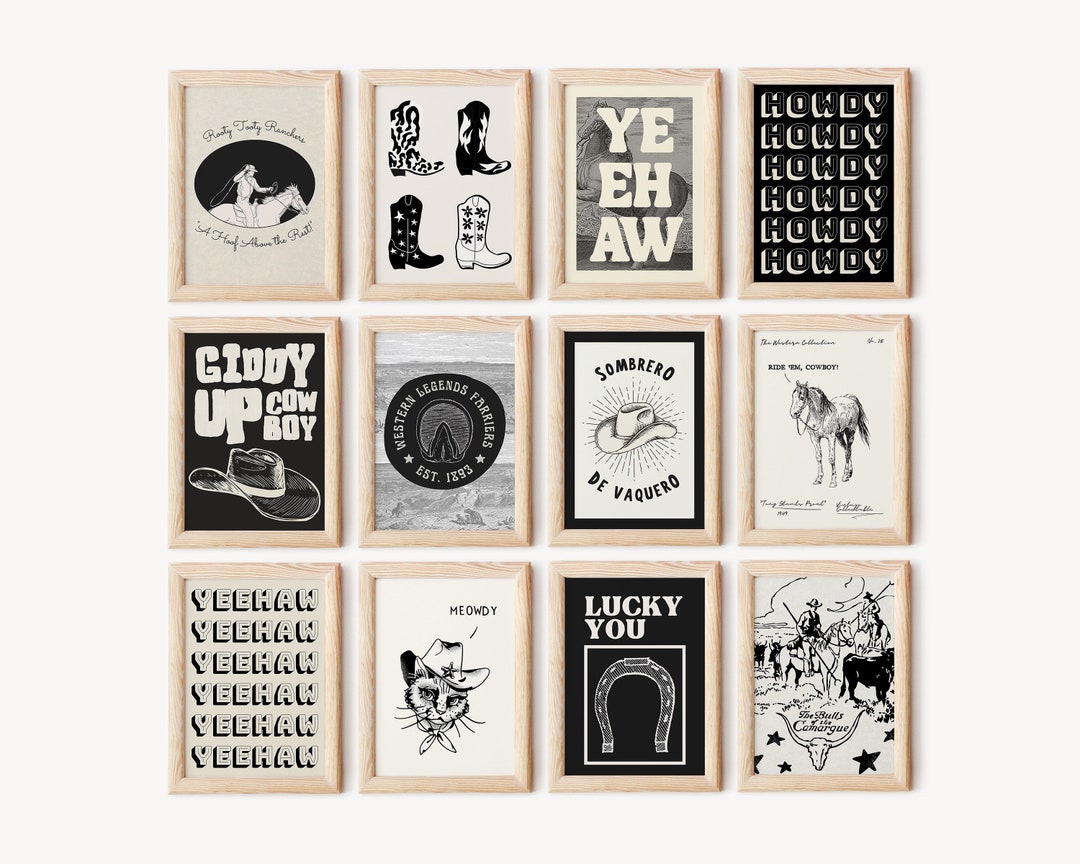 Western Art Prints Vintage Cowboy Art Wild West Art Retro Cowgirl ...