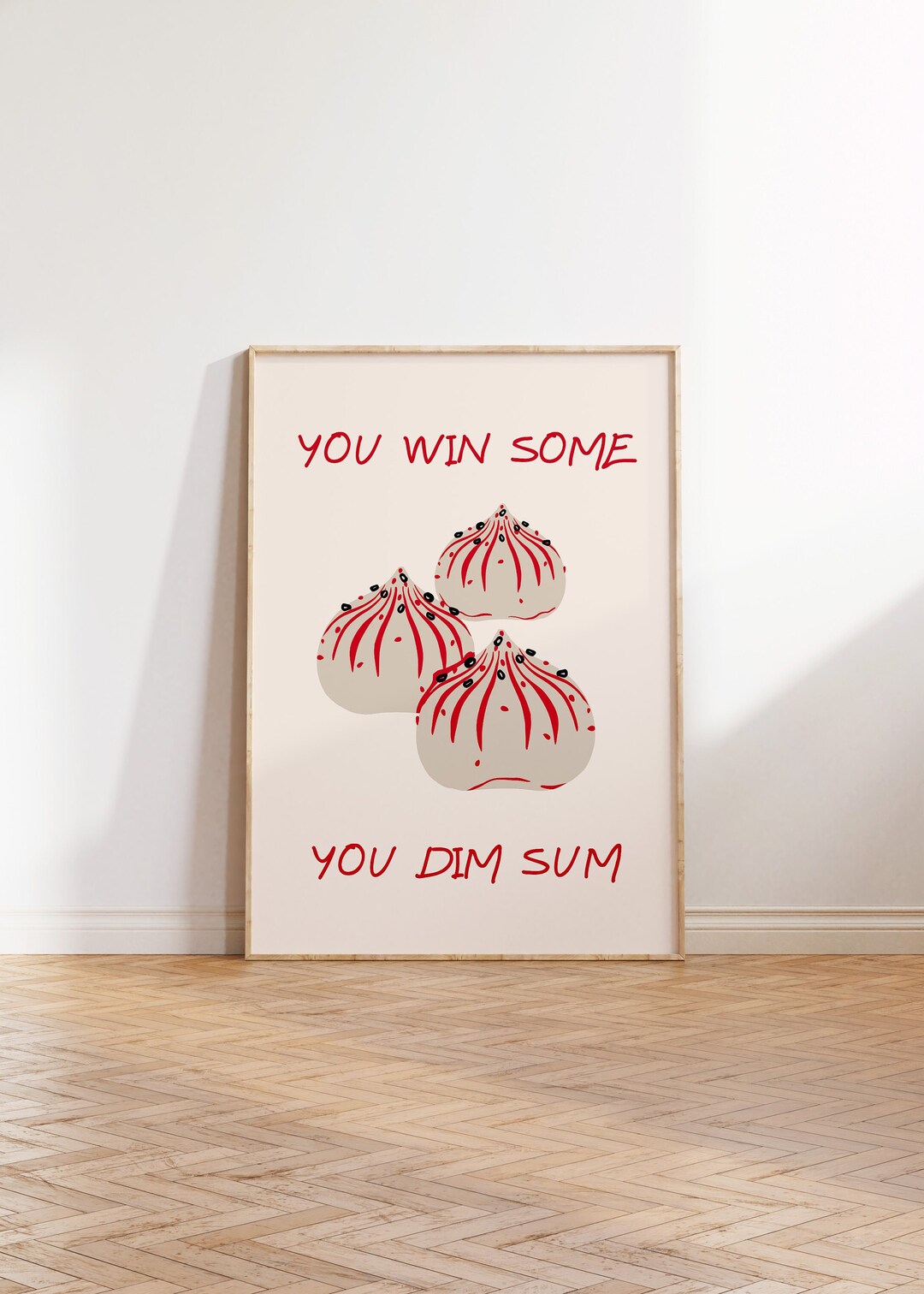 Dim Sum Print Cute Food Art Minimalist Kitchen Wall Art Dumplings Print ...