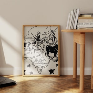 Vintage Cowboy Print Retro Western Wall Art Wild West Home Decor ...