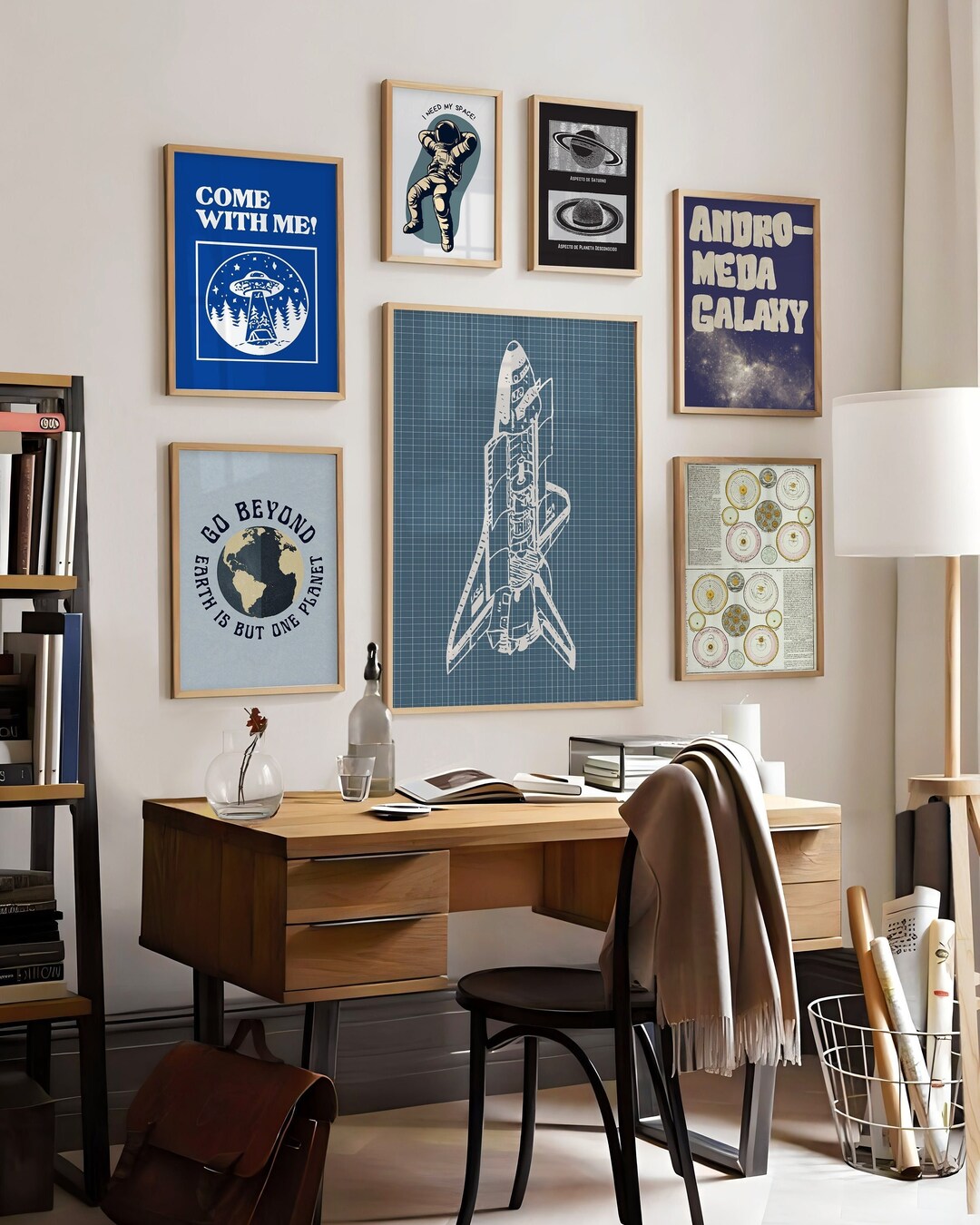 Retro Space Art Prints, Solar System, Rocketship Decor (digital ...