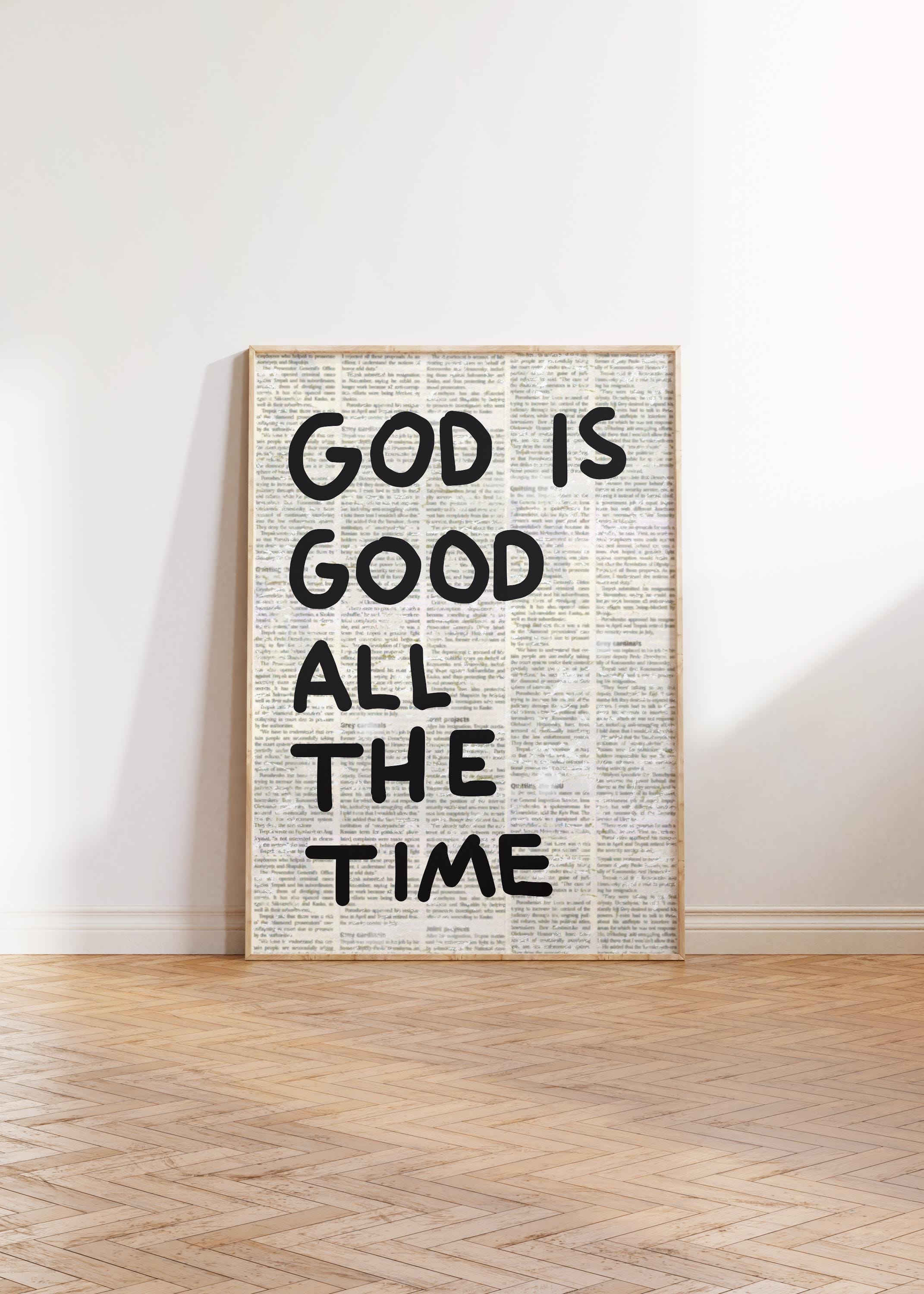God is Good Newspaper Print: Neutral Christian Wall Art (digital ...