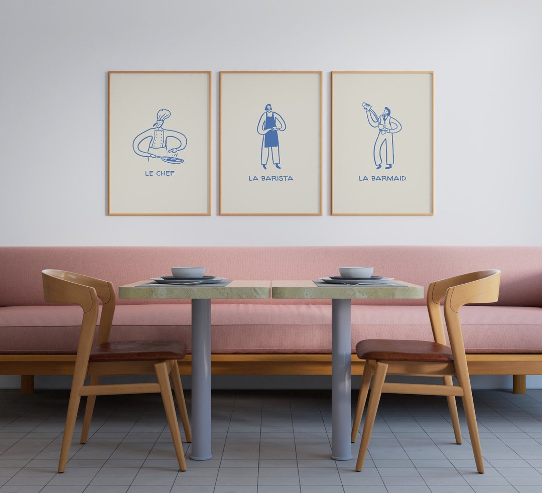 French Kitchen Prints Chef Decor Barista Wall Art Bartender Poster Cute ...
