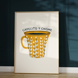 Cafecito Y Chisme Print Spanish Coffee Art Print Minimalist Coffee ...