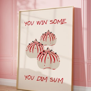 Dim Sum Print Cute Food Art Minimalist Kitchen Wall Art Dumplings Print ...