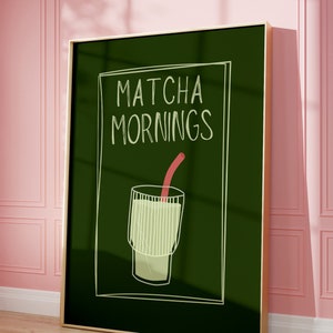 Green Matcha Print Trendy Kitchen Decor Matcha Wall Art Coffee Bar ...