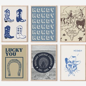 Retro Western Print Bundle Trendy Cowboy Wall Art Vintage Western ...