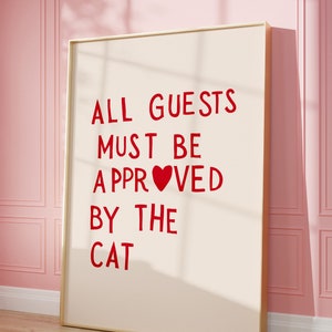 Funny Cat Print Minimalist Heart Decor Cat Owner Gift Kitten Poster ...