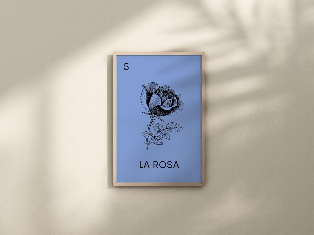La Rosa Print Trendy Mexican Wall Art Rose Poster Mexican Loteria Print ...