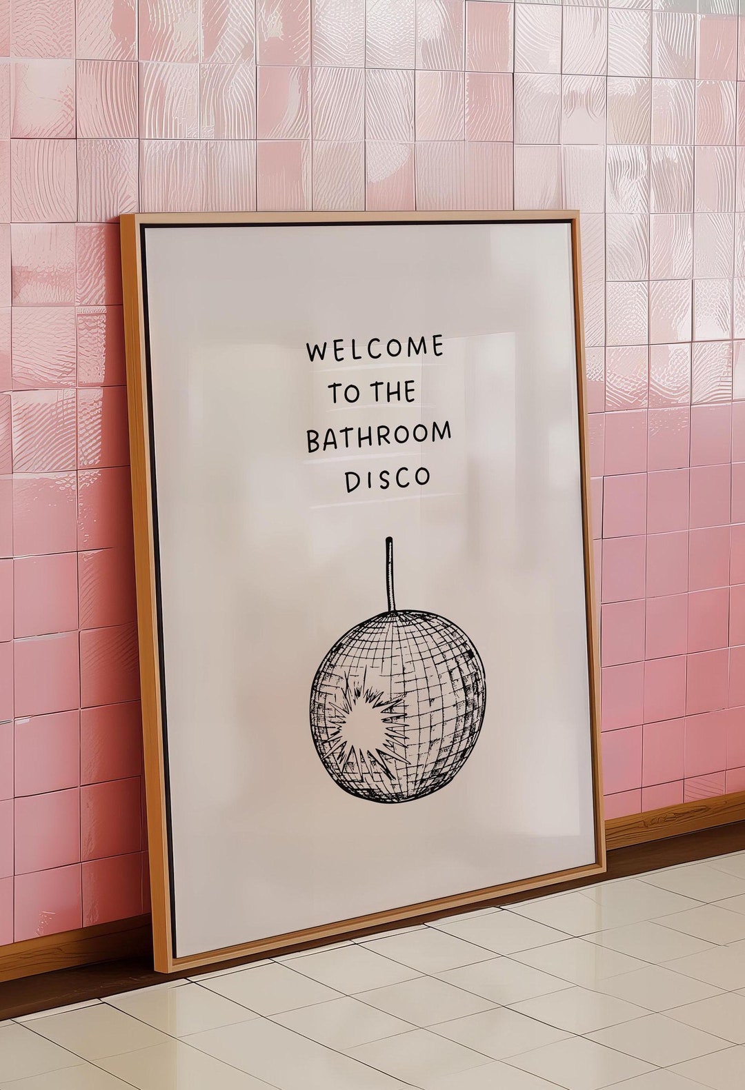 Bathroom Disco Print: Funny Toilet Poster, Minimalist Decor (digital ...