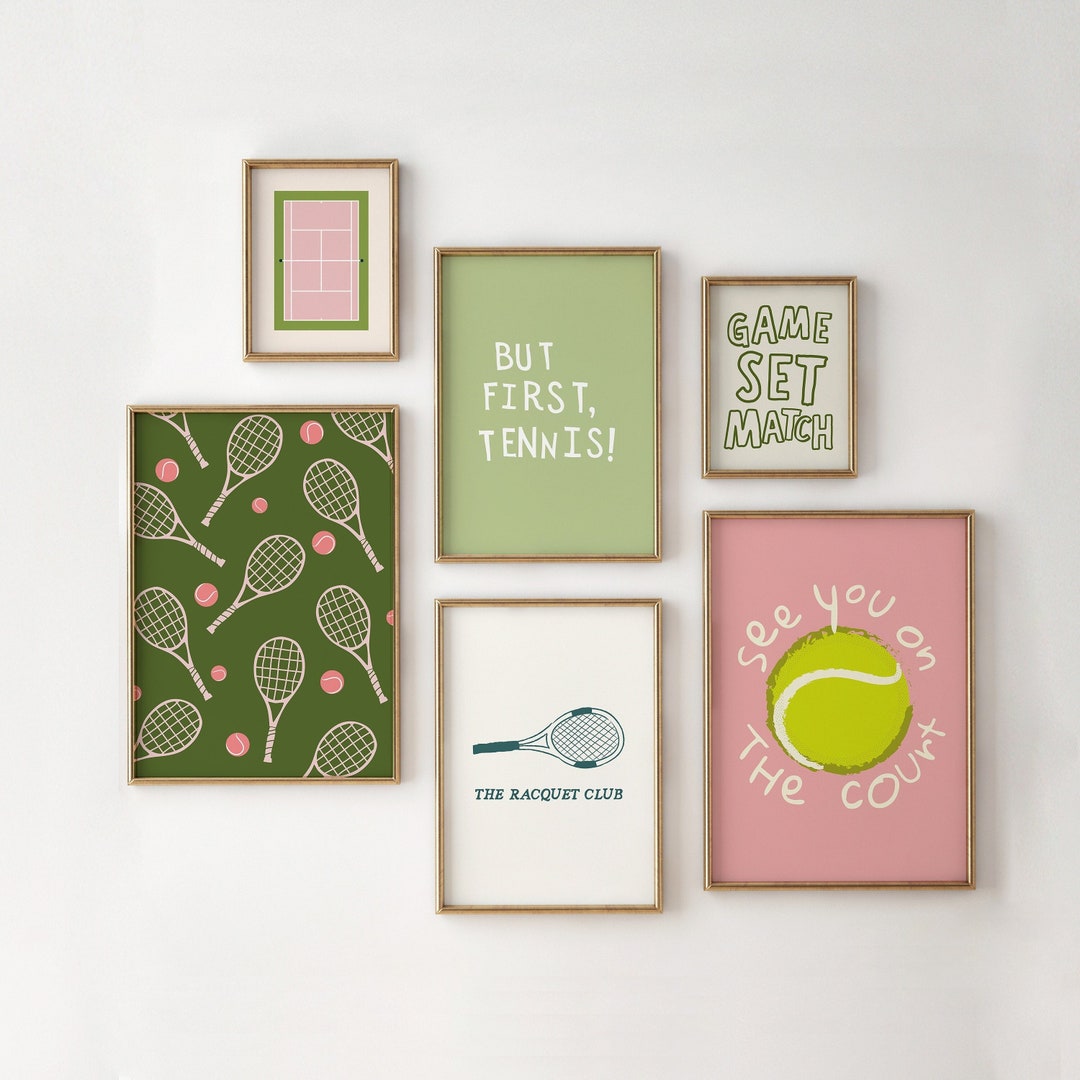 Trendy Tennis Print Set: Preppy Sports Wall Art (digital Download, 6 ...