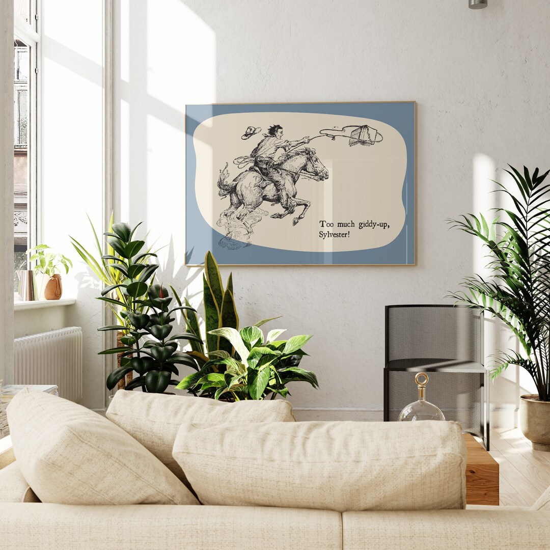 Vintage Western Print Funny Cowboy Poster Vintage Horse Print Wild West ...