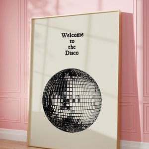 Welcome to the Disco Print Vintage Disco Ball Poster Aesthetic Wall Art ...