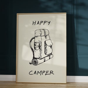Vintage Camping Print Backpacking Poster Adventure Wall Art Hiking ...