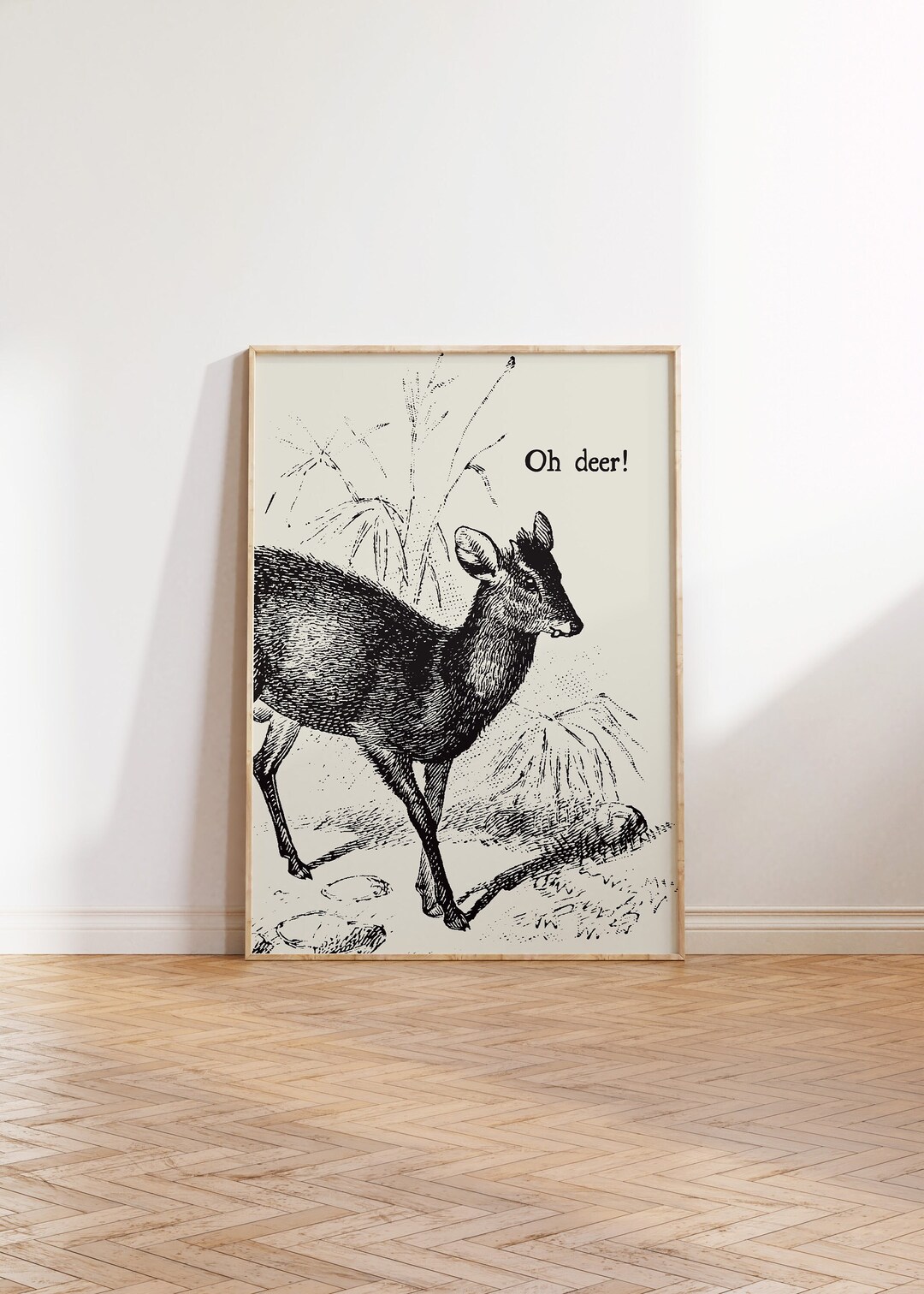 Funny Deer Print Vintage Animal Art Trendy Apartment Decor Funny ...