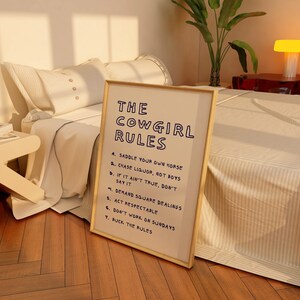 Trendy Cowgirl Print Western Typography Poster the Cowgirl Rules Print ...