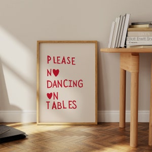 Please No Dancing on Tables Print Preppy Wall Decor Funny Kitchen Art ...