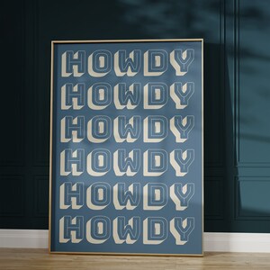 Retro Howdy Poster Vintage Western Wall Art Typography Print Southern ...