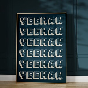 Retro Yeehaw Poster Vintage Western Wall Art Typography Print Western ...