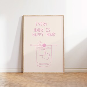 Modern Bar Art Prints Pale Pink Drink Posters Cocktail Prints Bar Cart ...
