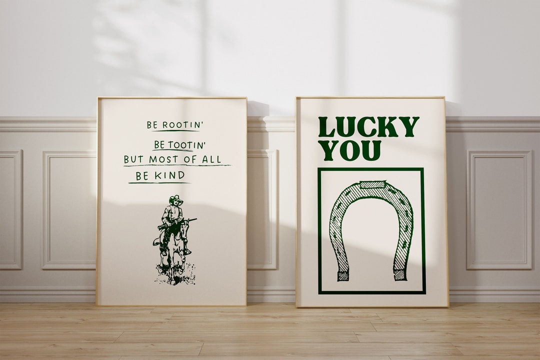 Cowboy Quote Prints Green Retro Western Wall Art Horseback Riding ...
